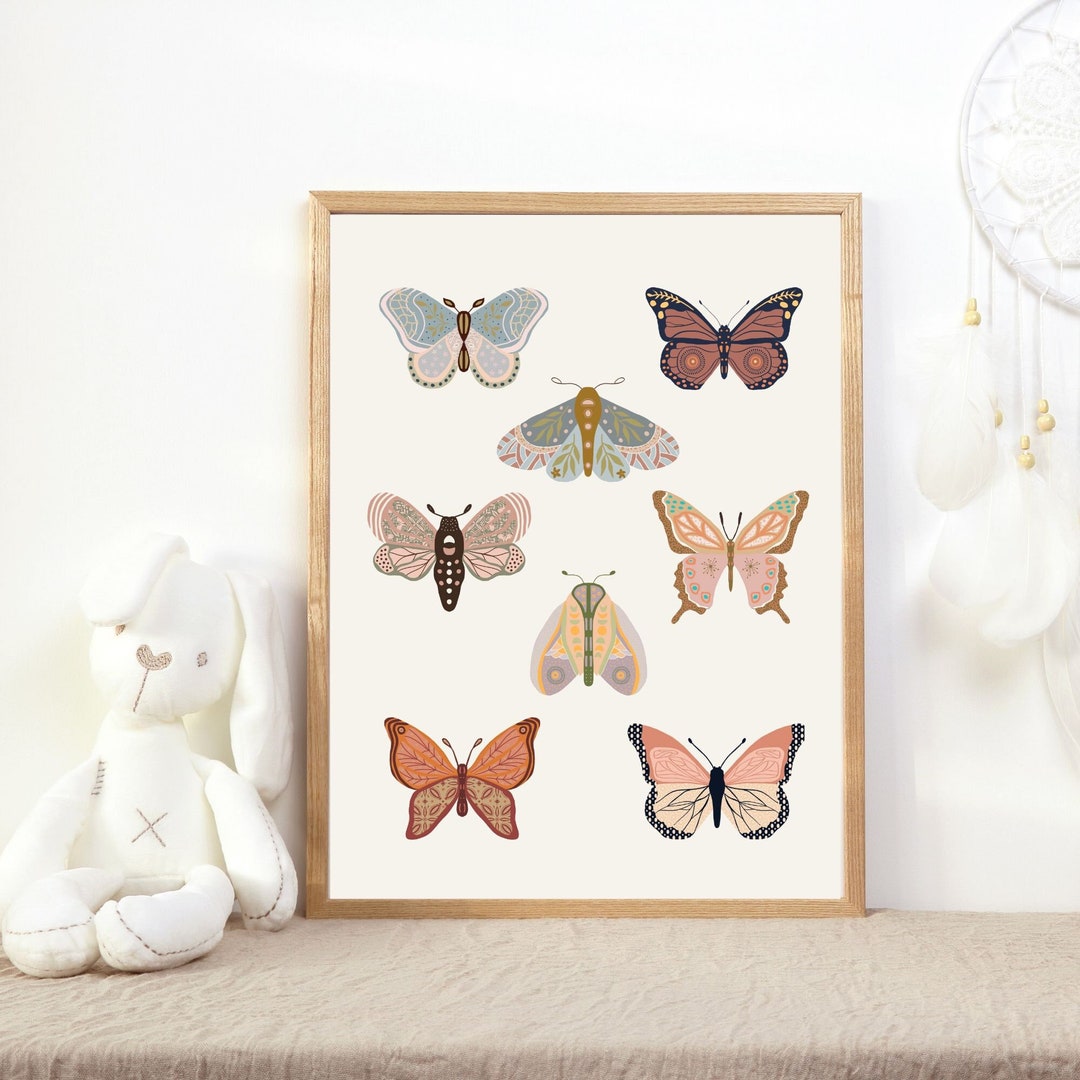 Butterfly Wall Art, Boho Butterflies, Printable Art, Digital Print ...