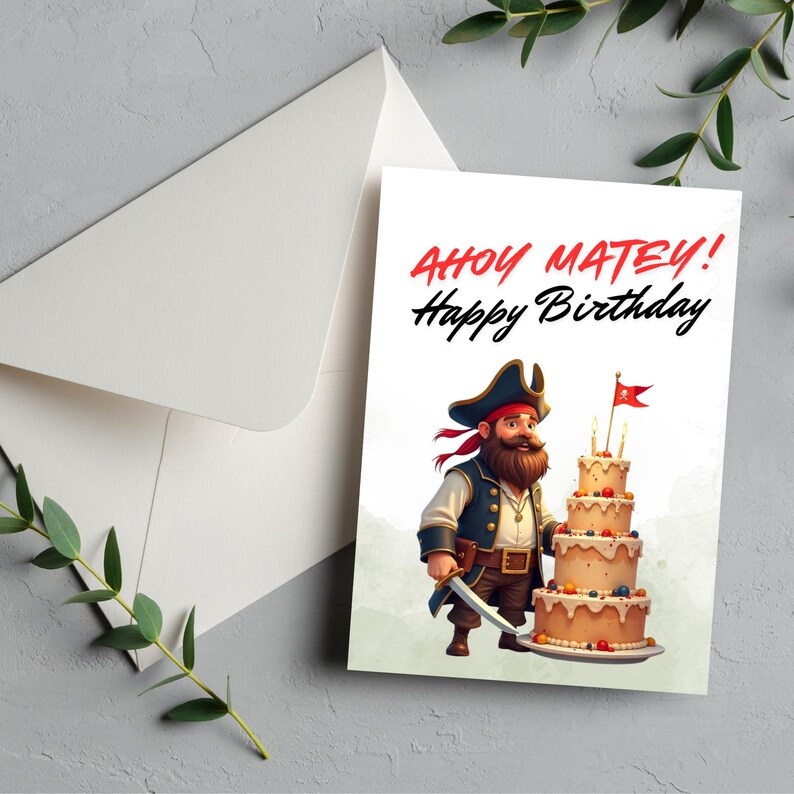 Printable Cute and Funny Pirate Inspired Printable Birthday Card ...