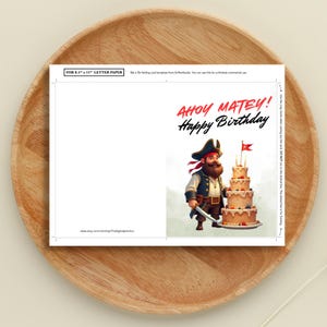 Printable Cute and Funny Pirate Inspired Printable Birthday Card ...