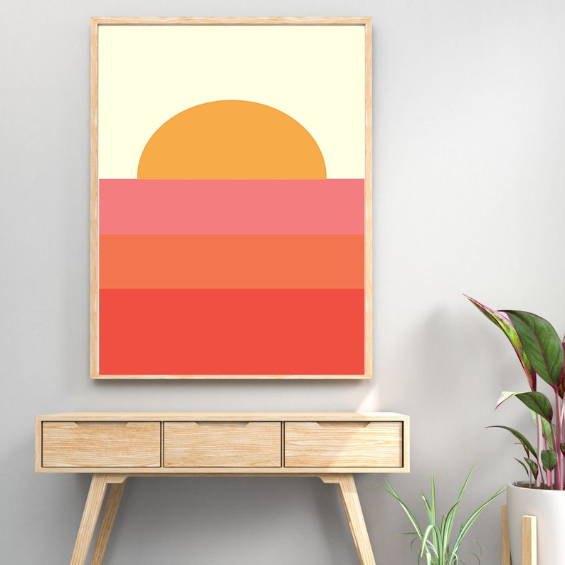 Mid Century Modern Sunset Print 70s Wall Art 70s Print - Etsy