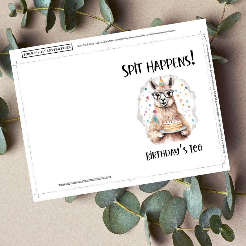 Printable Cute and Funny Alpaca Inspired Printable Birthday Card, Llama ...