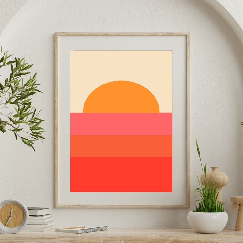 Mid Century Modern Sunset Print 70s Wall Art 70s Print - Etsy