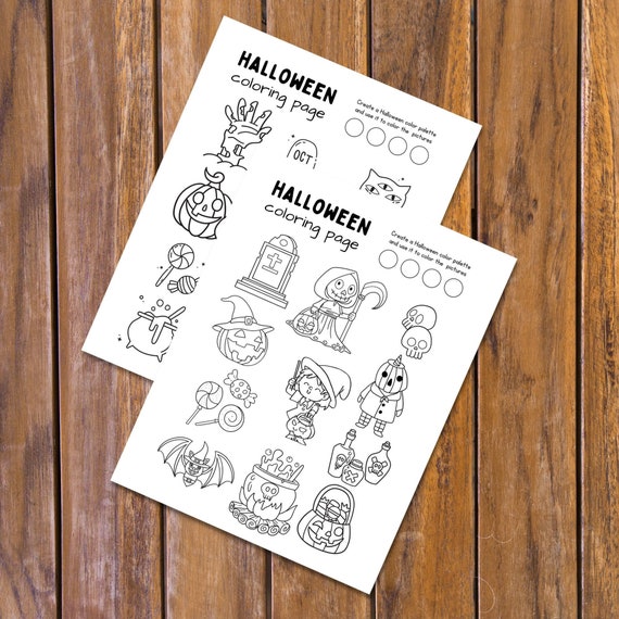 Printable Halloween Coloring Pages for Kids Cute Halloween - Etsy