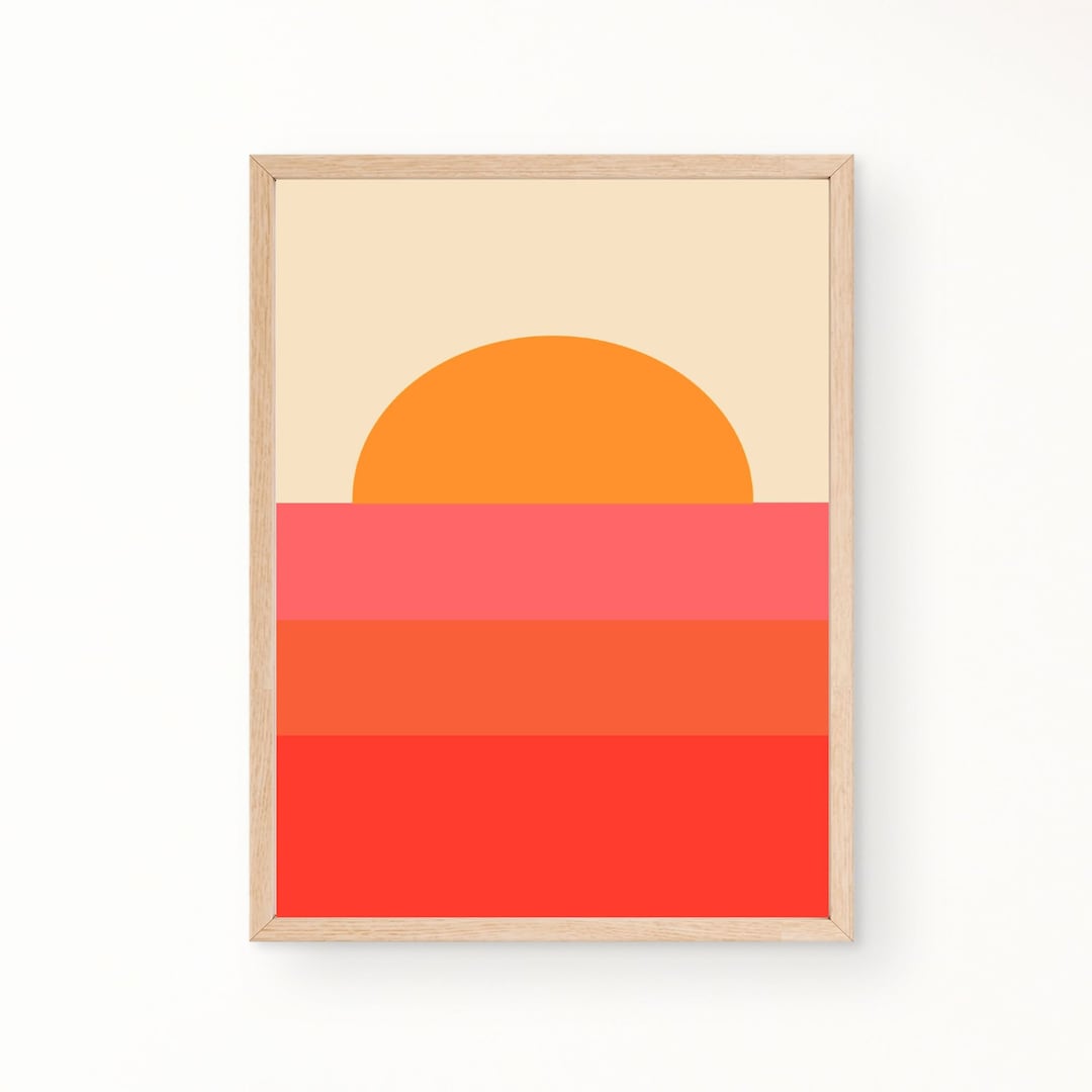Mid Century Modern Sunset Print - 70s Wall Art - 70s Print - Abstract ...