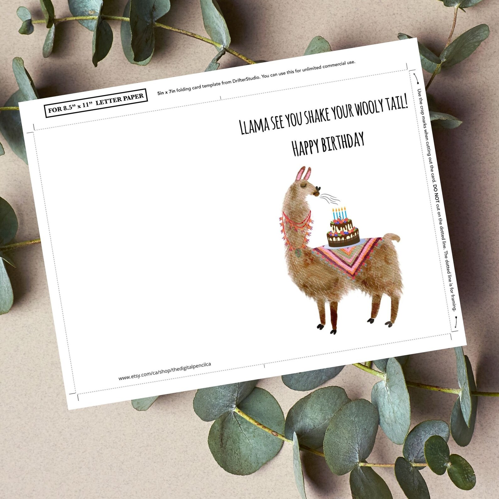 Printable Cute and Funny Alpaca Inspired Printable Birthday Card, Llama ...