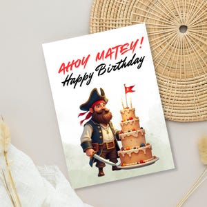 Printable Cute and Funny Pirate Inspired Printable Birthday Card ...
