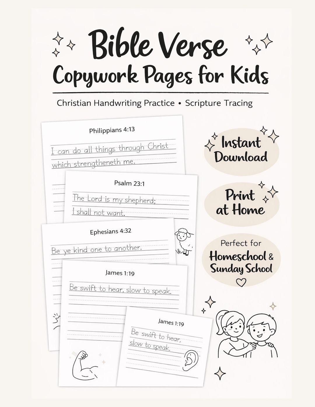 Bible Verse Traceable Pages for Kids | Christian Handwriting Practice ...