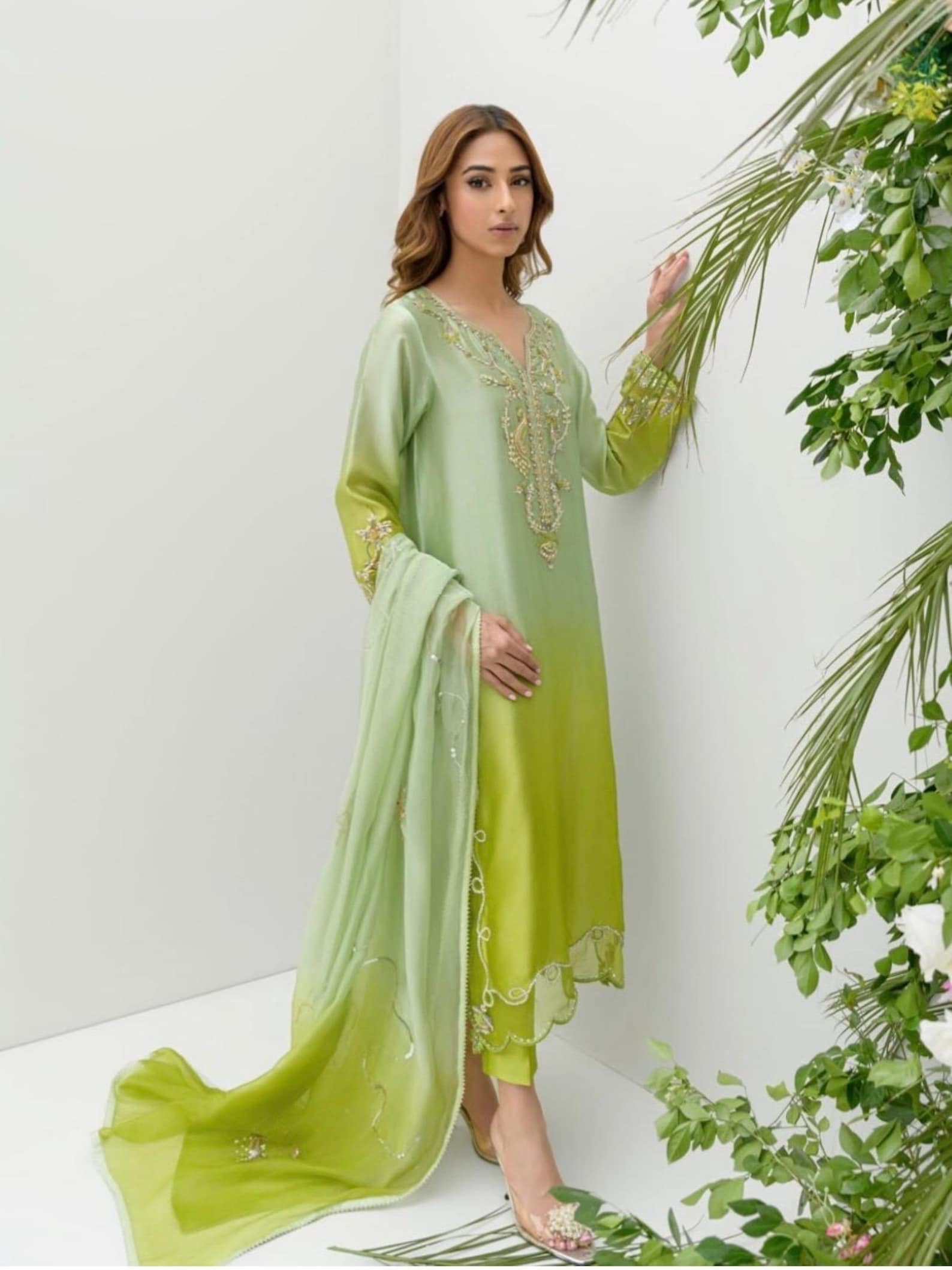 Pakistani Sheesha Silk Suit | Hand Embroidered Adda Work Dress ...