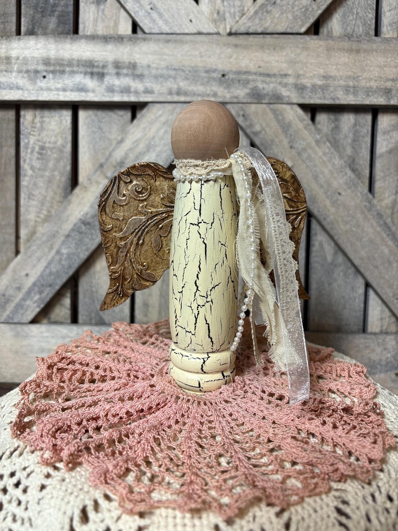 Distressed Shabby Chic Rustic Spindle Angel - Etsy