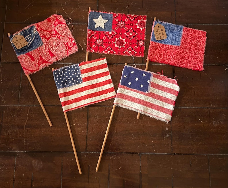 Rustic / Country / Primitive / American Flag Set of 5 - Etsy