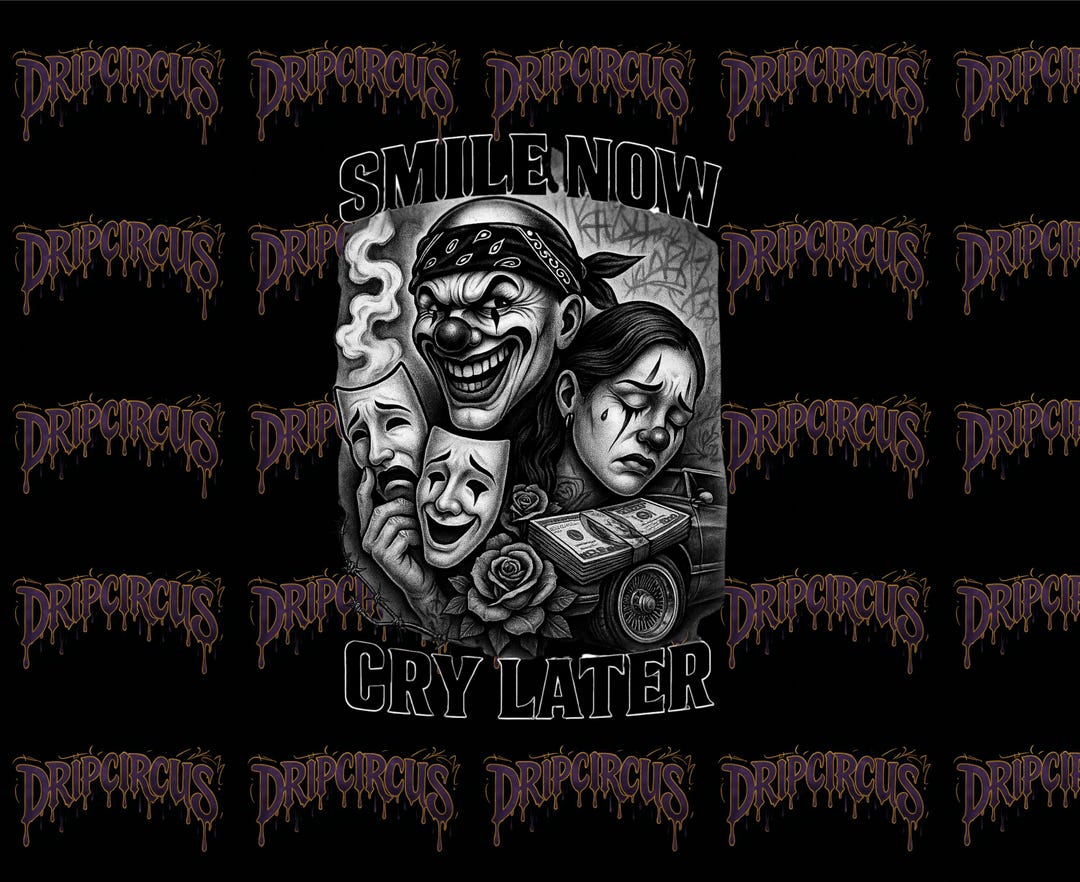 Chicano Clown Art Print: Smile Now Cry Later Tattoo Style (digital ...