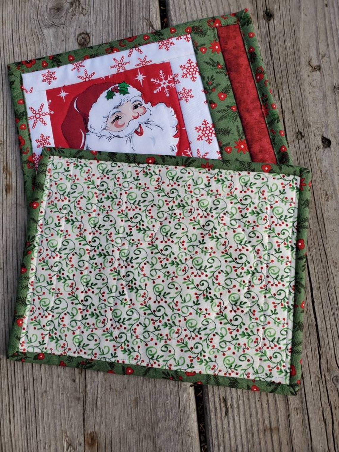 MUG RUG Santa Face Snack Mat Set of 2 Snack Mat - Etsy