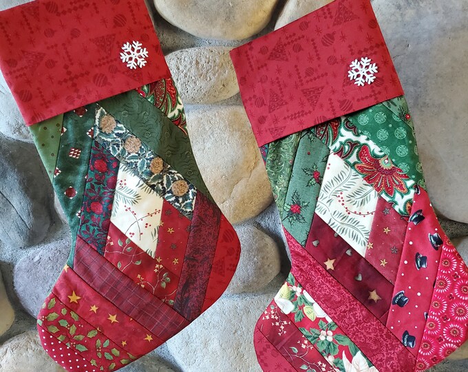Quilted Christmas Stocking Using Strips, Scrappy Look, Homemade - Etsy