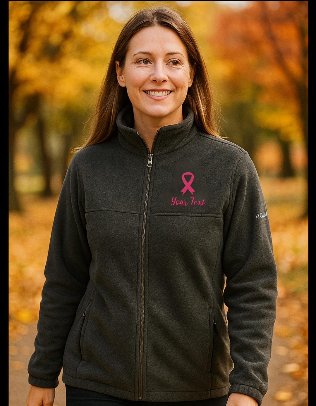 Personalized Breast Cancer Awareness Embroidered Columbia Fleece Jacket ...