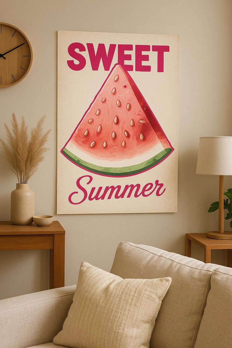 Watermelon Summer Poster – Farmhouse Fruit Wall Art, Retro Kitchen ...