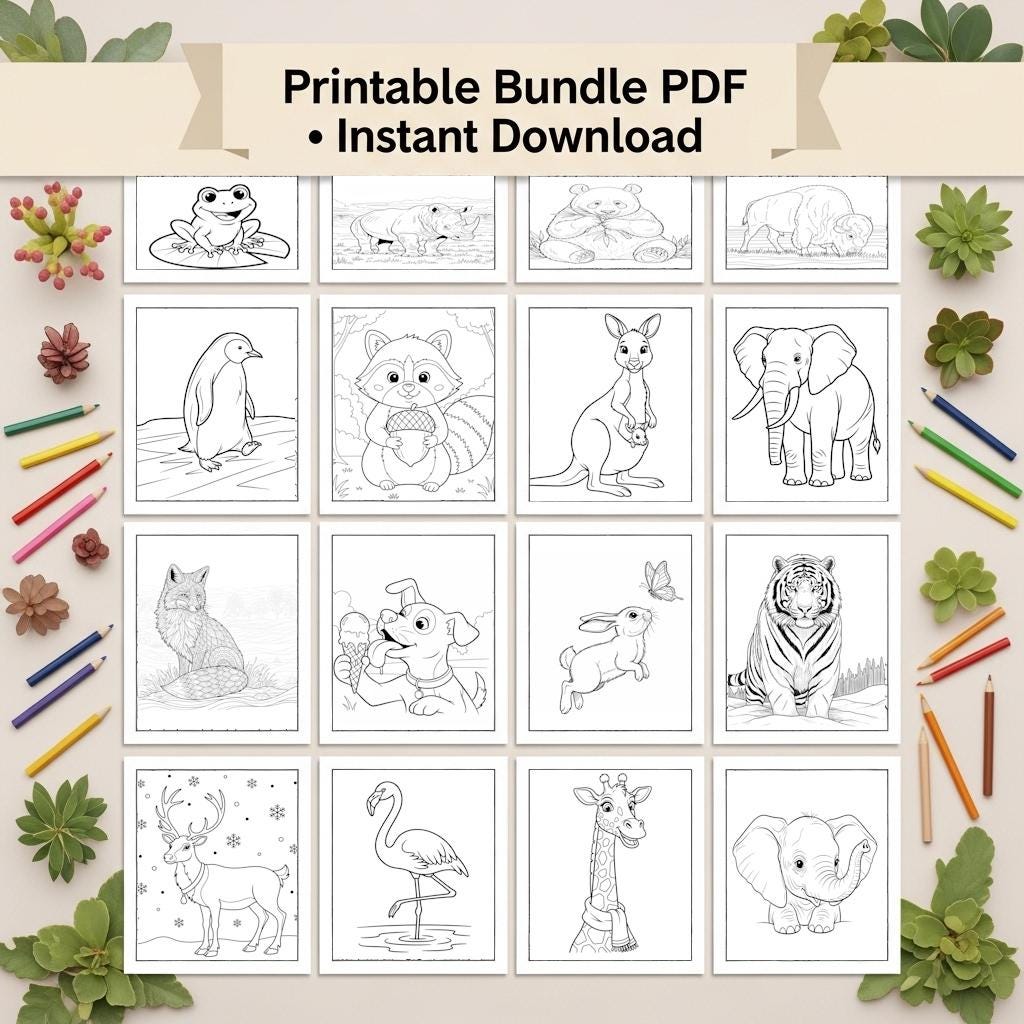 400+ Animal Coloring Pages Set (PDF, JPG) - Etsy