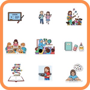 School Sticker Clipart Bundle | 40 Cute Teacher & Student Pngs ...