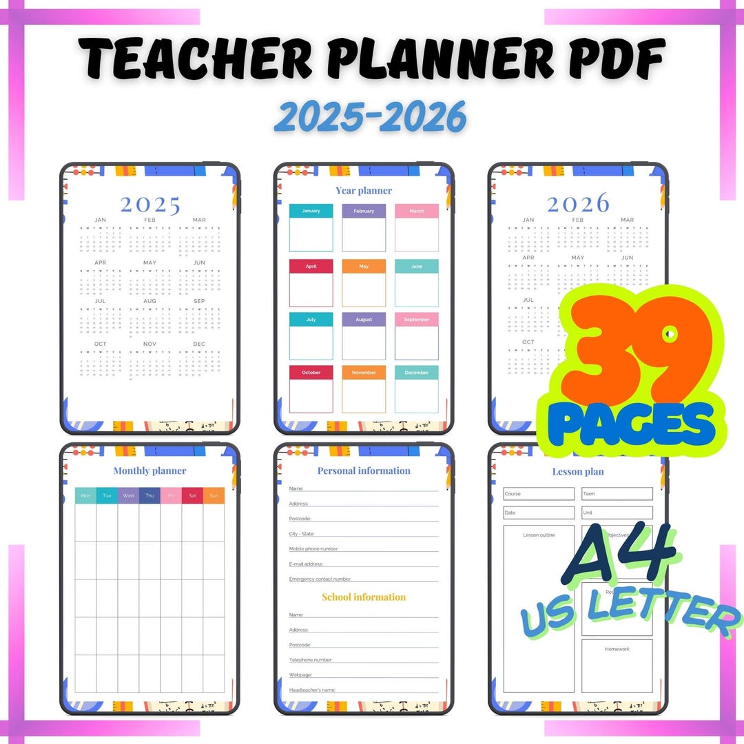 Teacher Planner 2025-2026: Lesson Plans, Gradebook, Calendar (printable ...