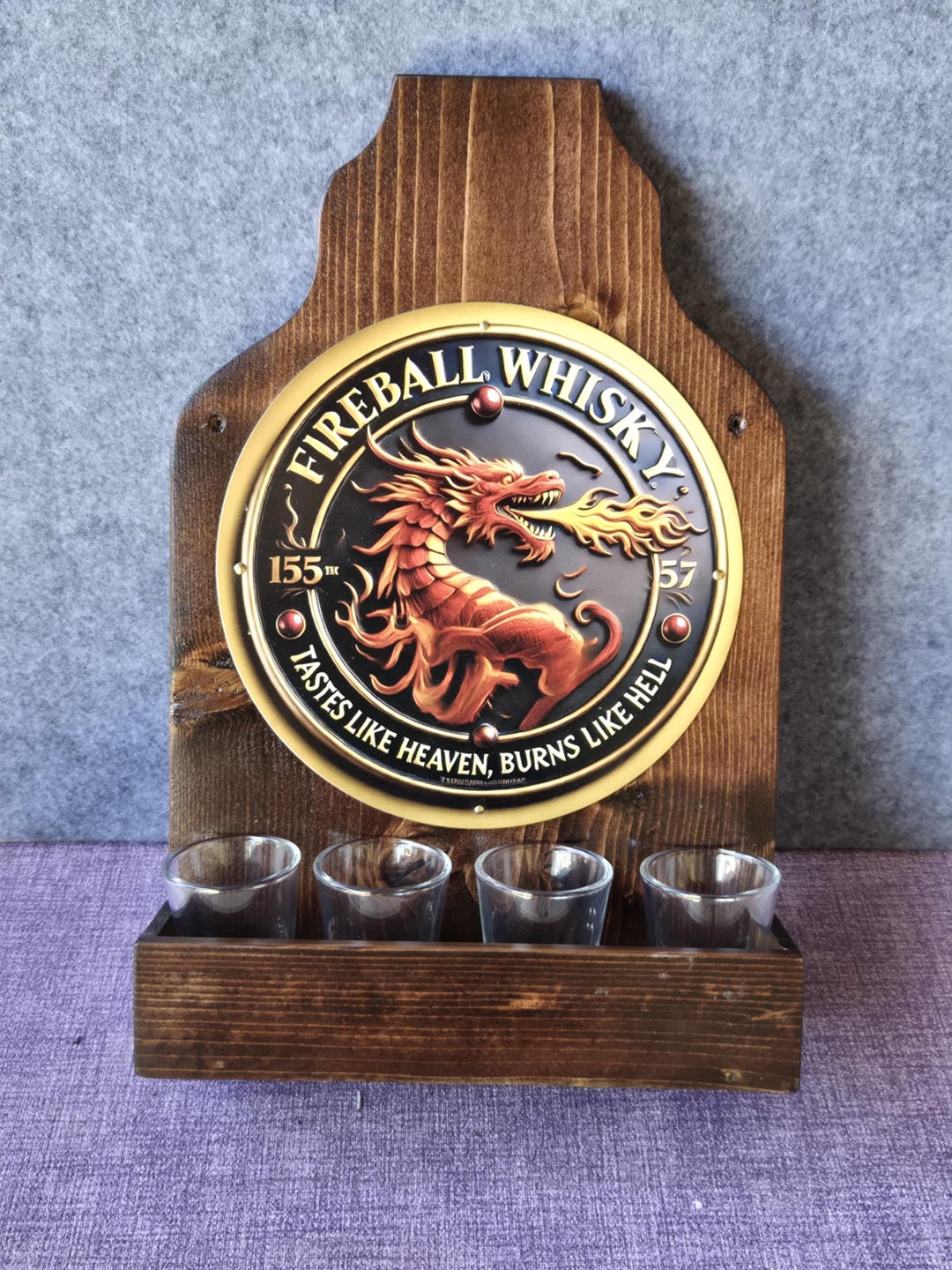 Handmade Fireball Shot Glass Holder, Rustic Vintage Look, Solid Wood - Etsy