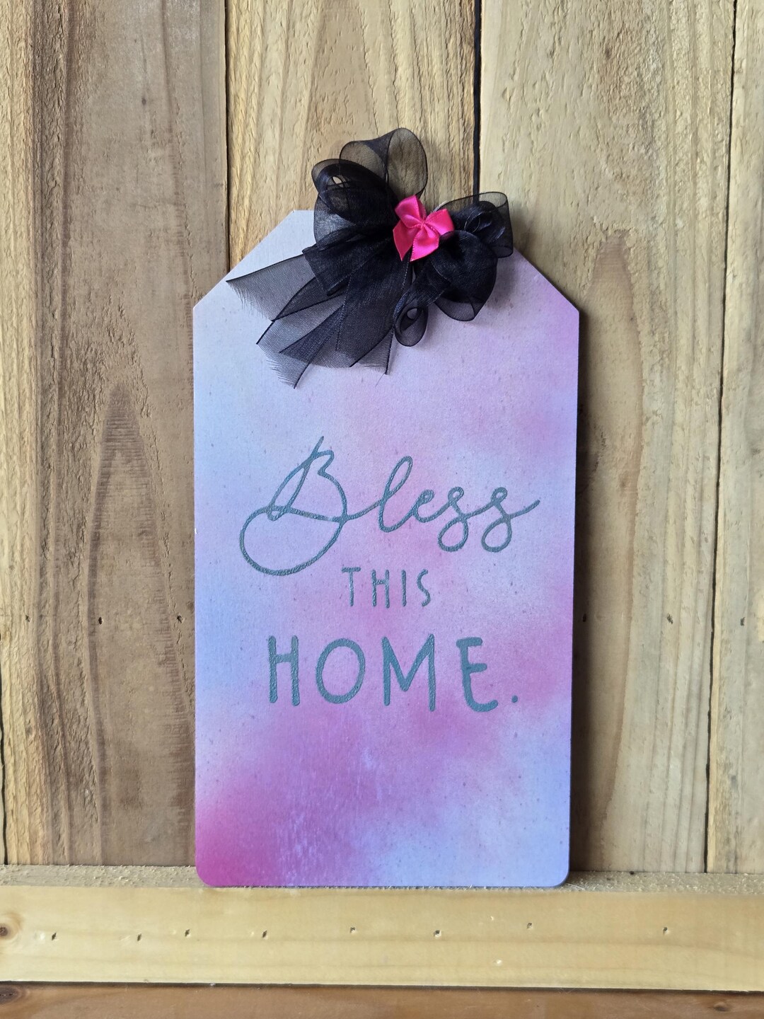 Custom Inspirational Quote Chalk Paint Design Bless This Home With Bow ...