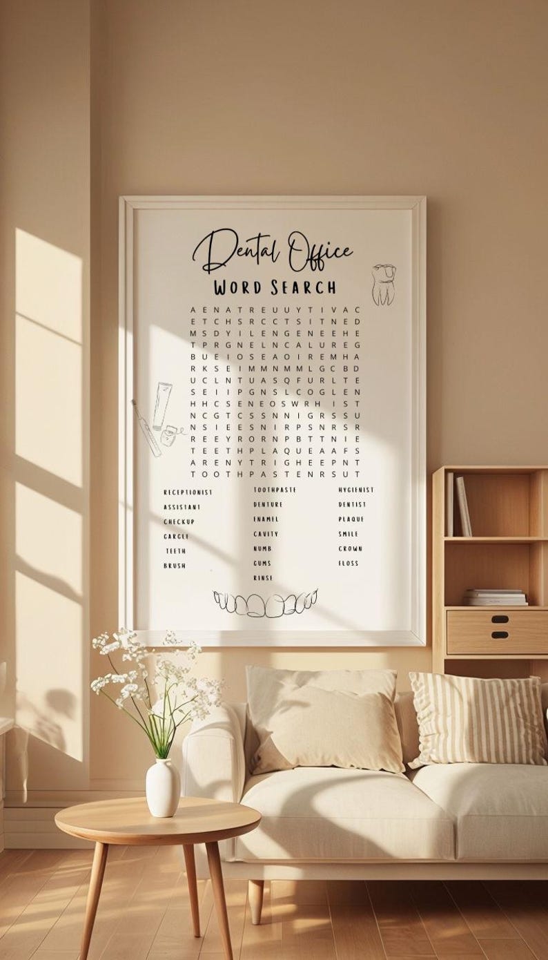 Dental Office Word Search Art Print | Dentistry Decor - Etsy