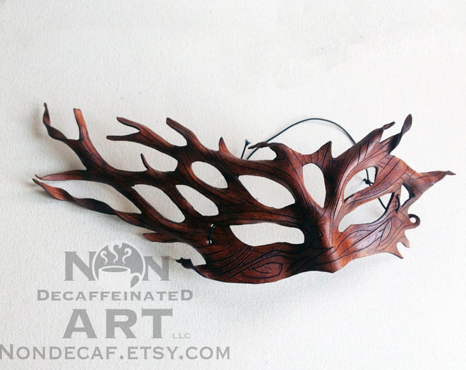 Tree Sprite One of a Kind Handmade Leather Mask Dyed Acorn - Etsy