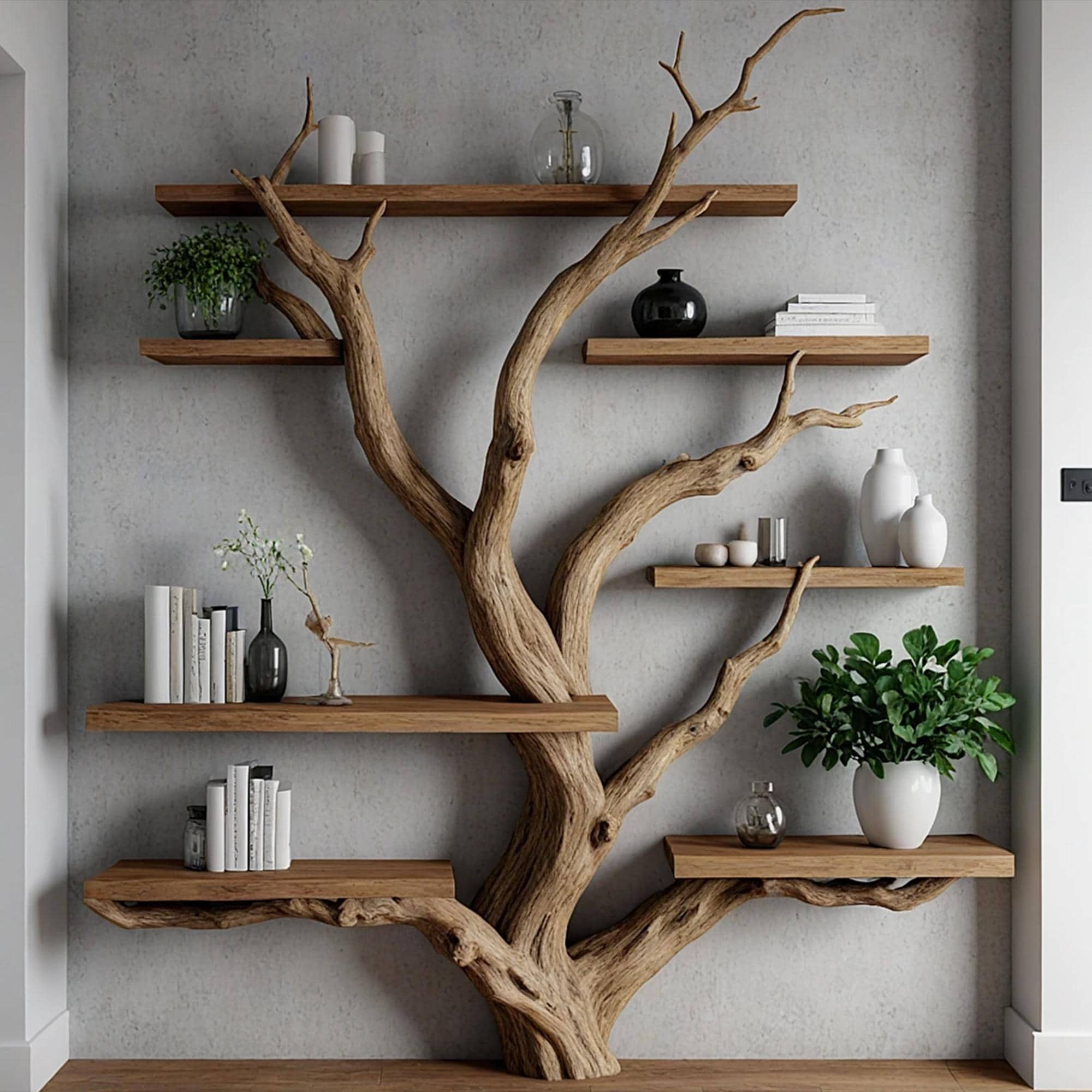 Tree Branch Floating Shelf Solid Wood Live Edge Floating Corner Wall ...