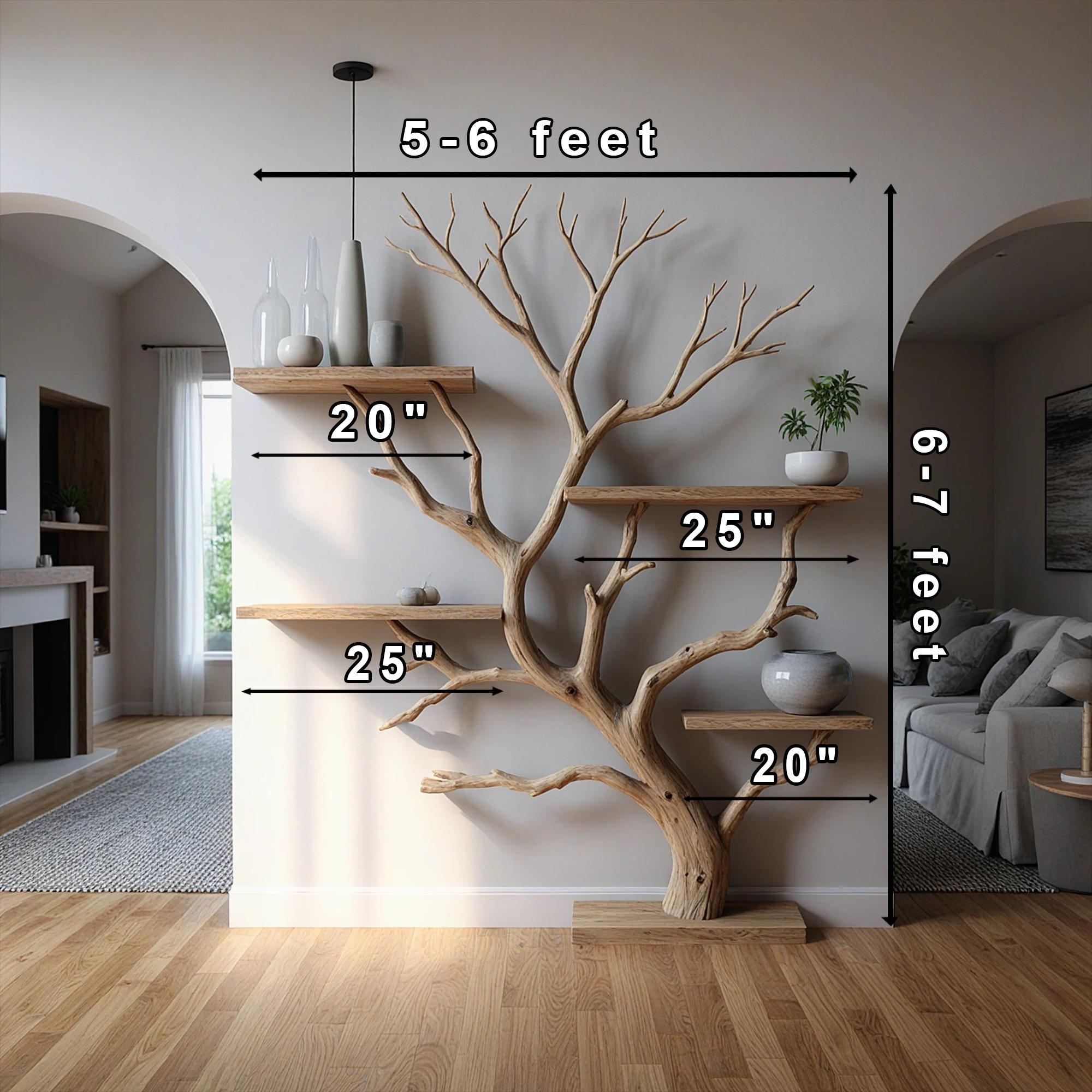 Tree Branch Bookshelf Solid Wood Christmas Tree Bookcase Mid Century ...