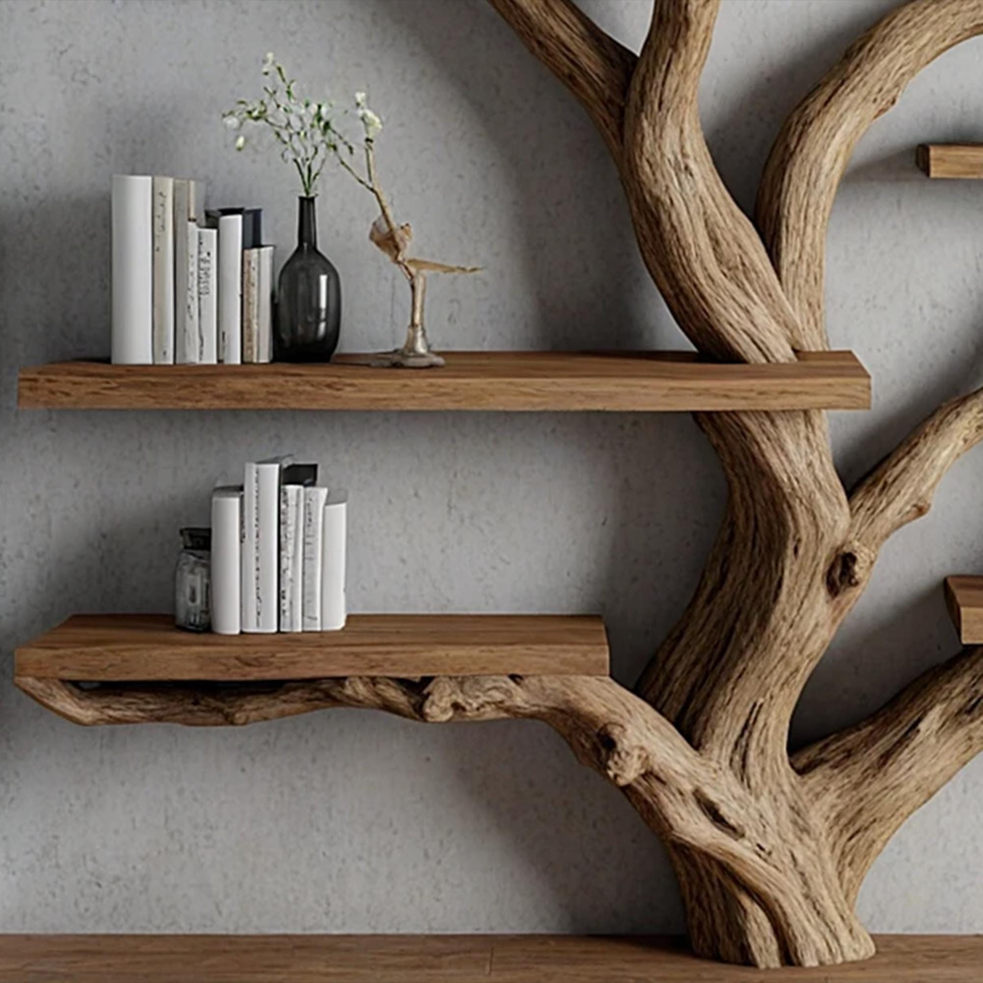 Tree Branch Floating Shelf Solid Wood Live Edge Floating Corner Wall ...
