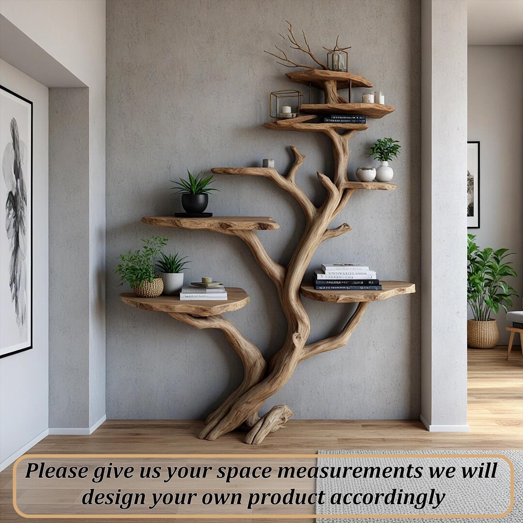 Tree Branch Floating Shelf Solid Wood Live Edge Floating Corner Wall ...