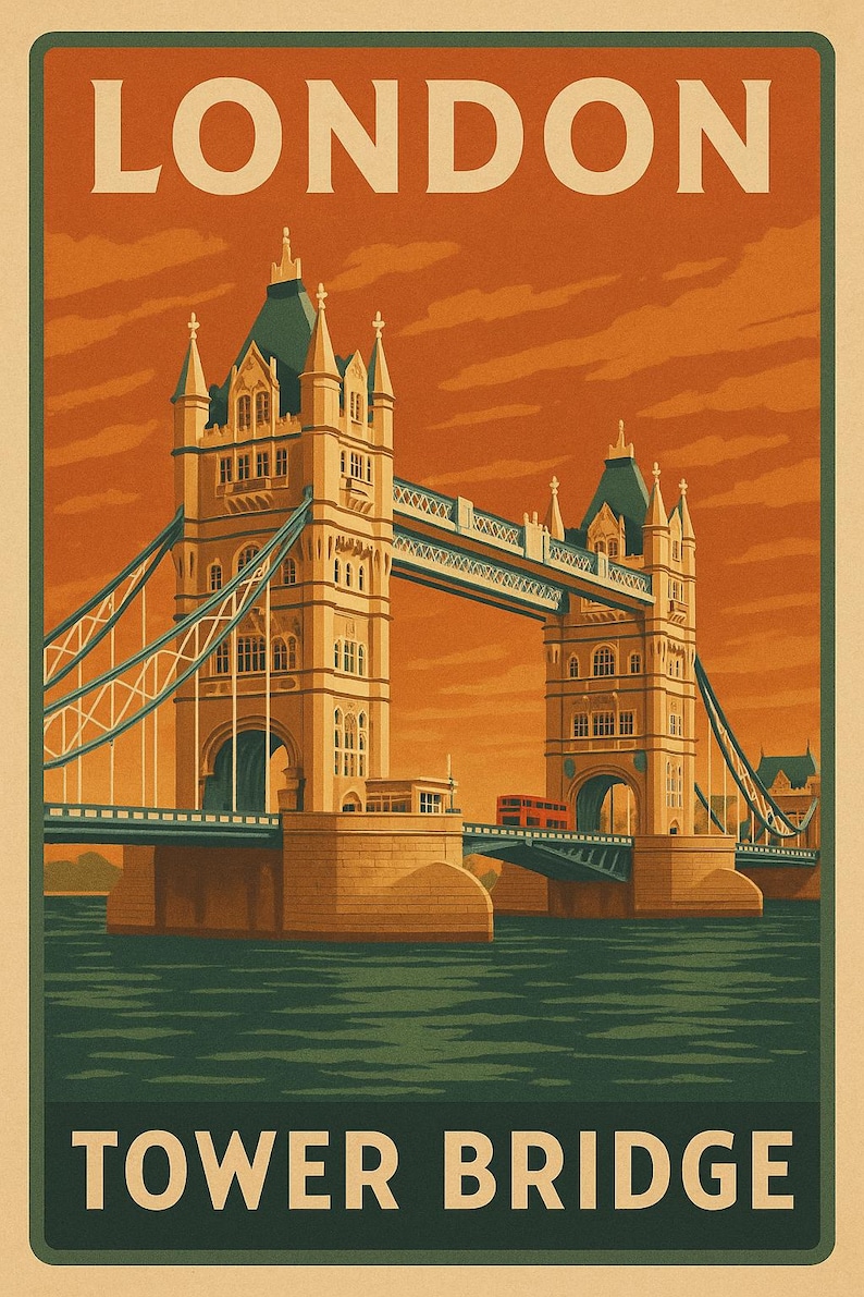 Tower Bridge London Printable Wall Art – Minimalist City Poster ...