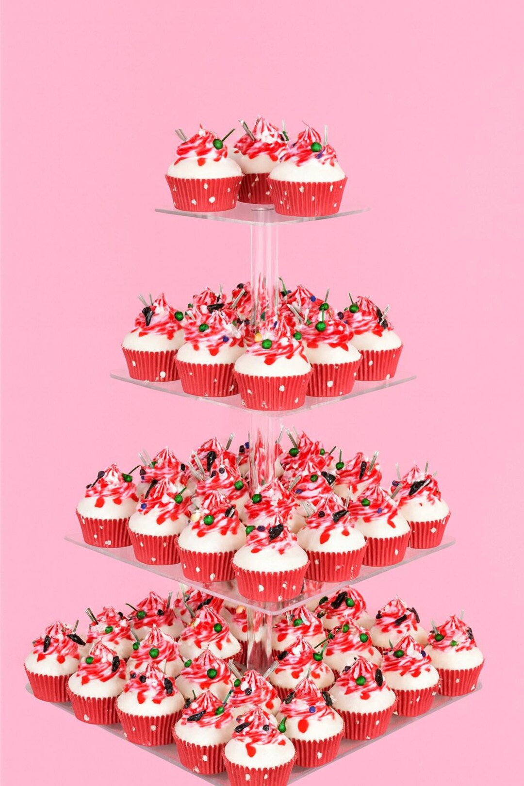 4 Tier | Cupcake Stand, Acrylic Glass Cake Stand Riser, Display Stand ...