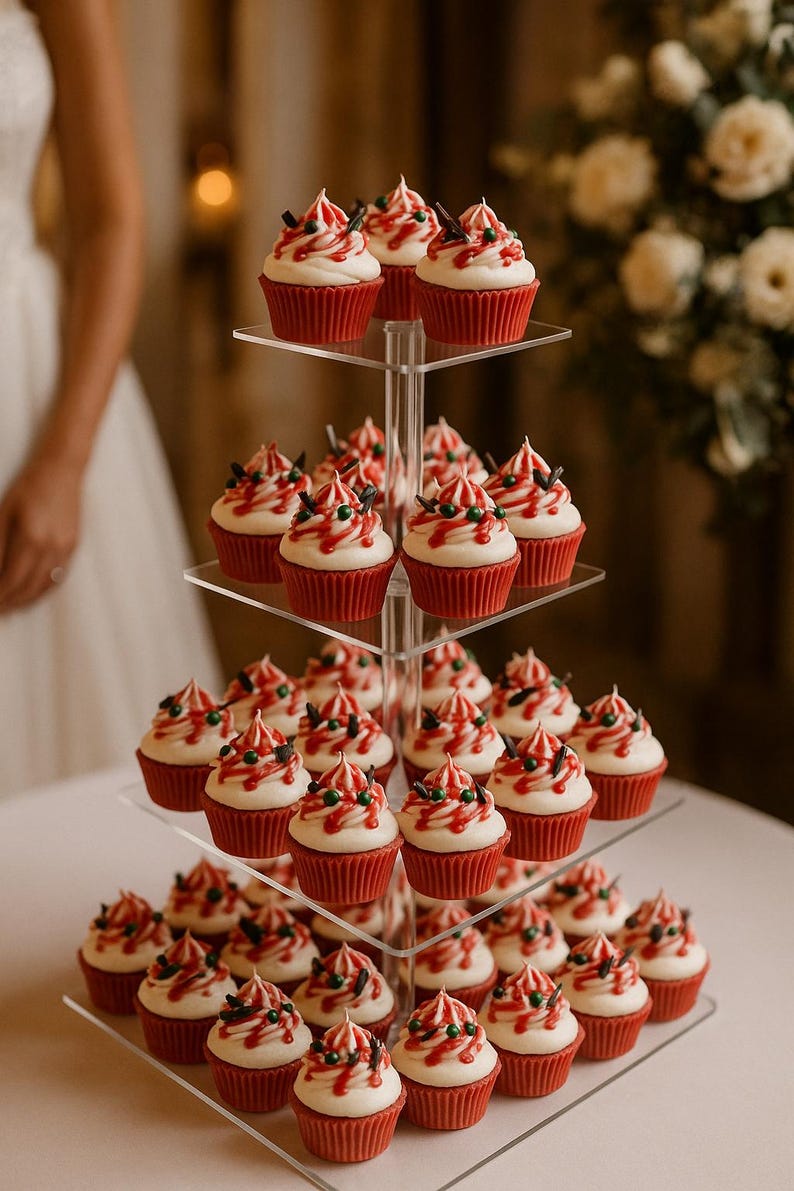 4 Tier | Cupcake Stand, Acrylic Glass Cake Stand Riser, Display Stand ...