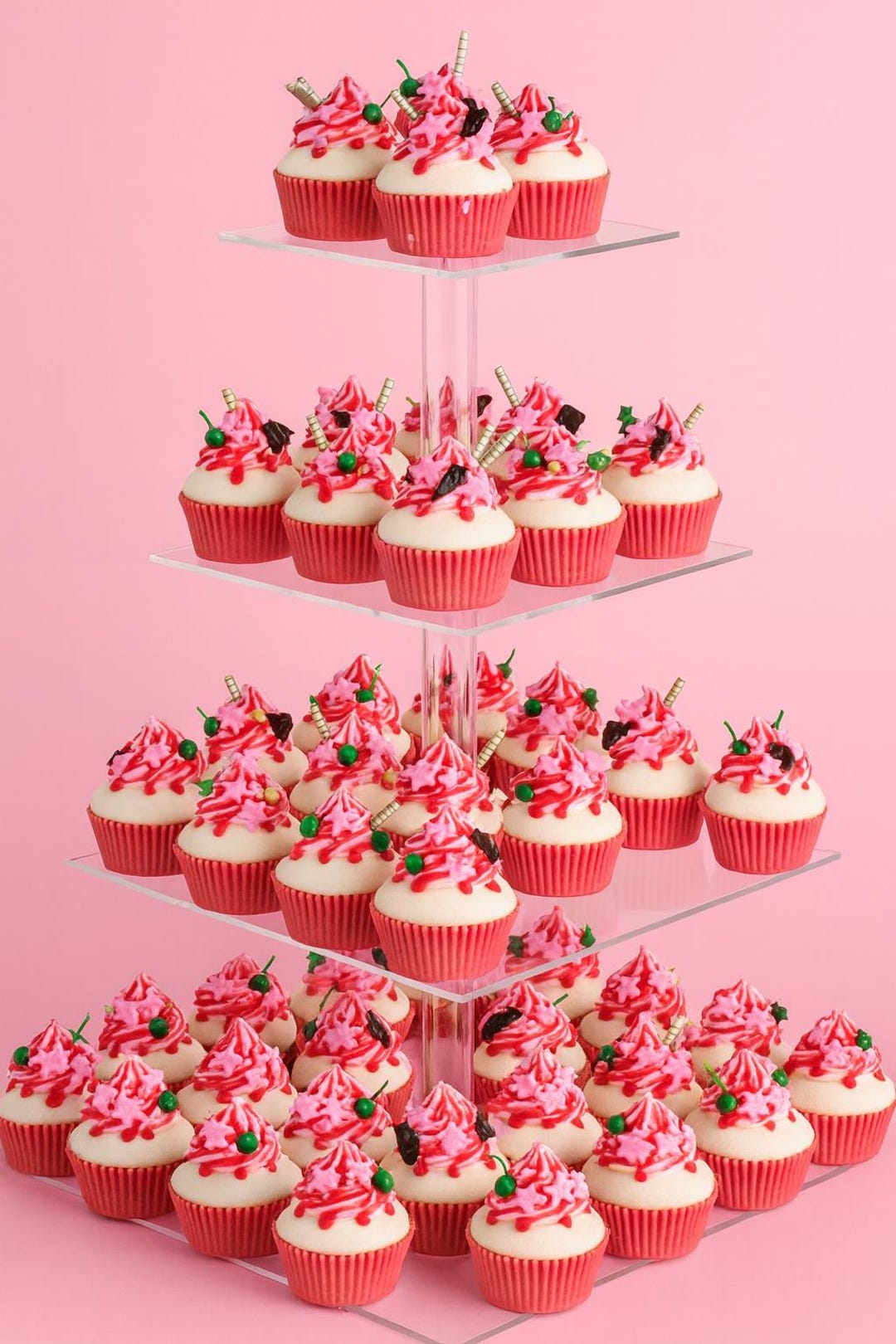 4 Tier|clear Cupcake Stand, Acrylic Glass Cake Stand Riser, Display ...