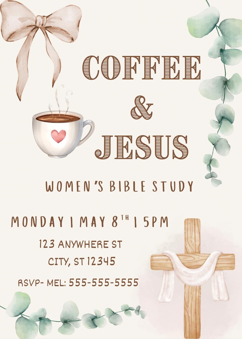 Coffee & Jesus Bible Study Invitation | Women's Ministry Event (digital Download) - Etsy