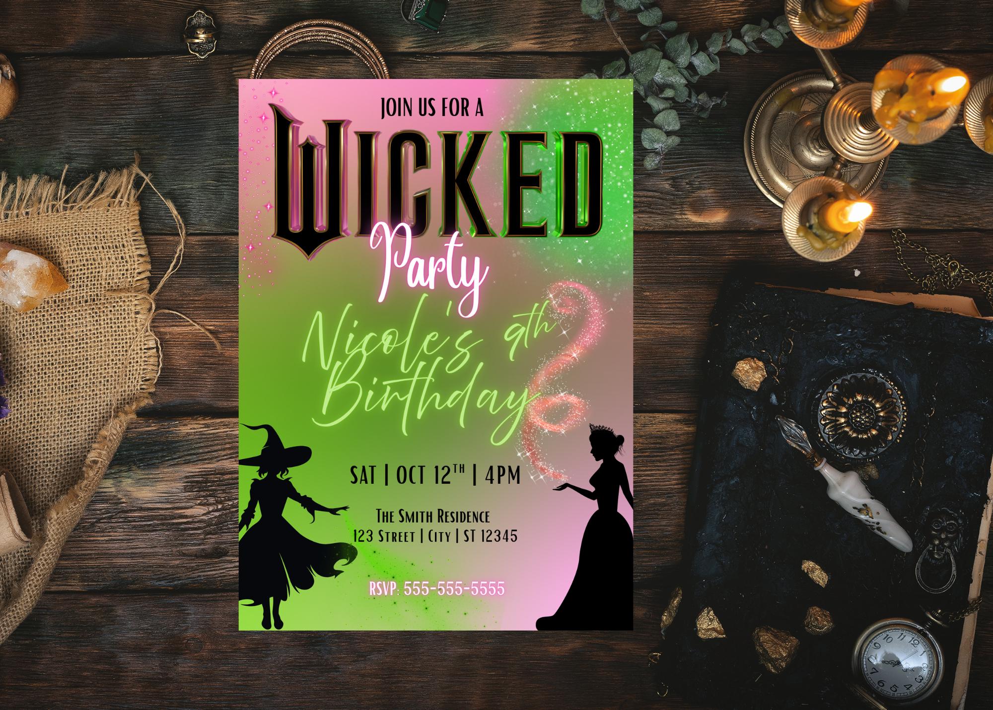 Wicked Theme Birthday Invitation| Editable Wicked Invitation| Glinda ...