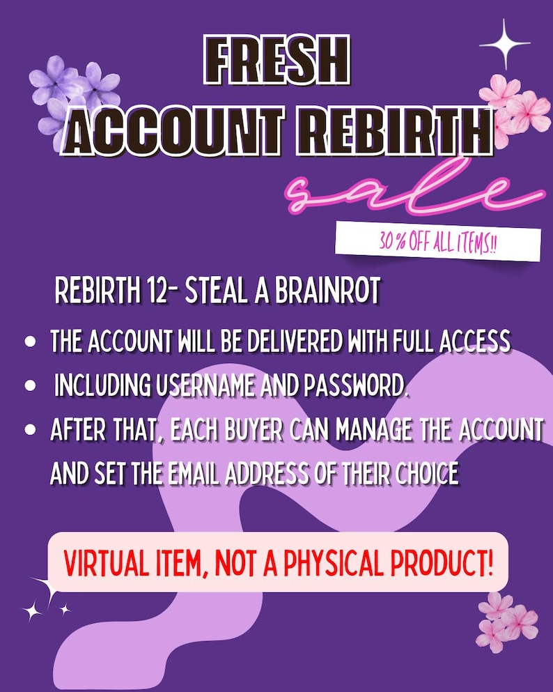 Roblox Steal a Brainrot FRESH Account – Rebirth No.12 – Full Access ...