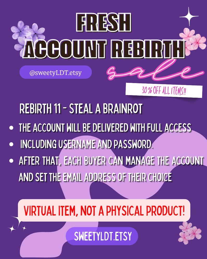 Roblox Steal a Brainrot FRESH Account – Rebirth No.11 – Full Access ...