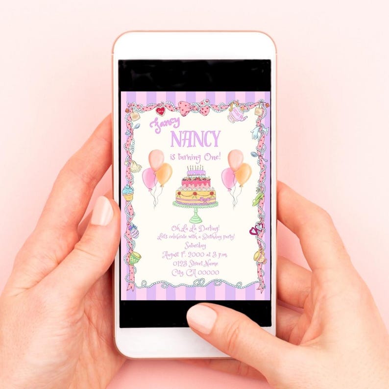 Fancy Nancy Birthday Invitation: Editable Invite Template (5x7" Digital ...