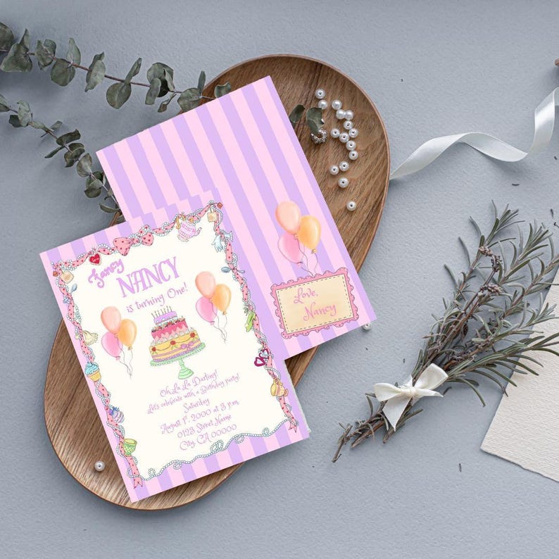 Fancy Nancy Birthday Invitation: Editable Invite Template (5x7" Digital ...