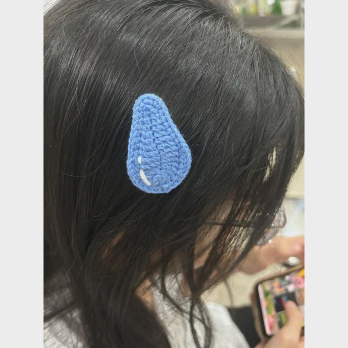 Handmade Emotion Crochet Clip Hair | Cute Blue Water Drop Hair Clip - Etsy