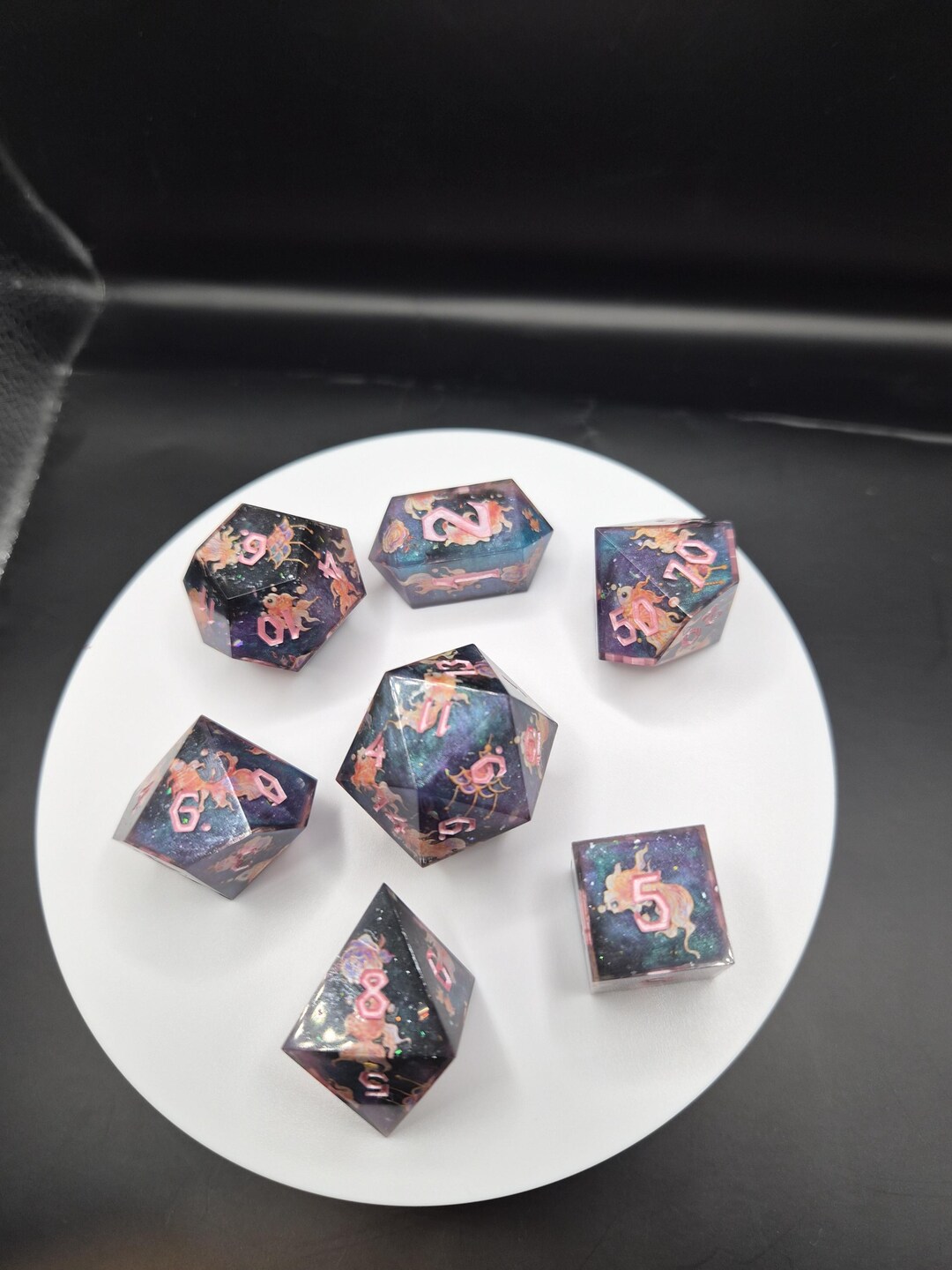 Galaxy Goldfish 7 Piece Polyhedral Dice Set Made With Resin. Made for ...