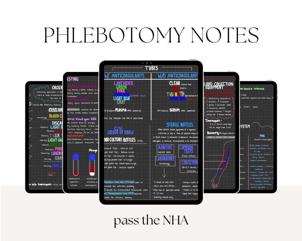 Phlebotomy Notes That Helped Me Pass the NHA Exam | Printable Study ...