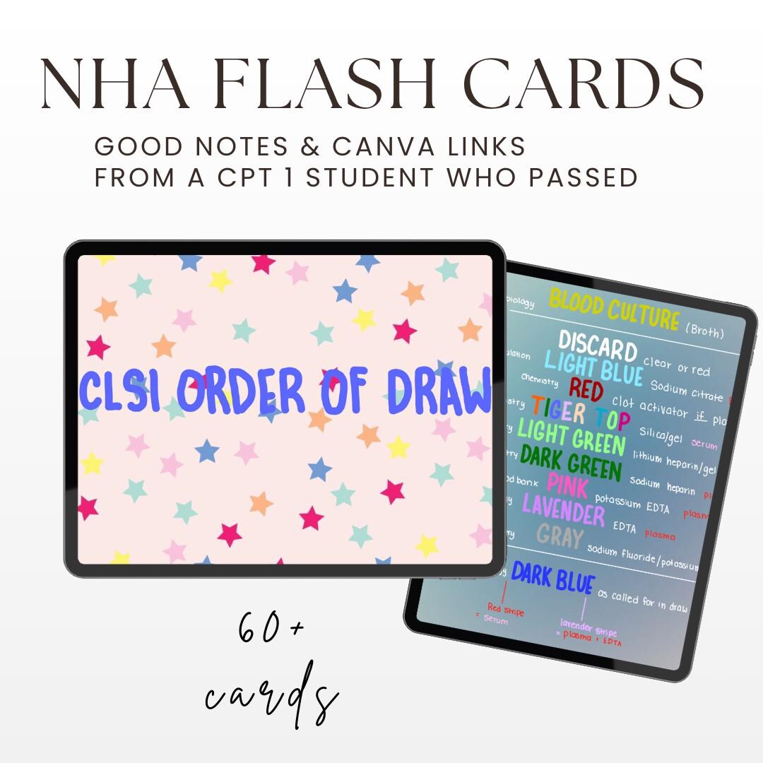 NHA Phlebotomy Flash Cards | CPT-1 Exam Study Guide | Goodnotes ...