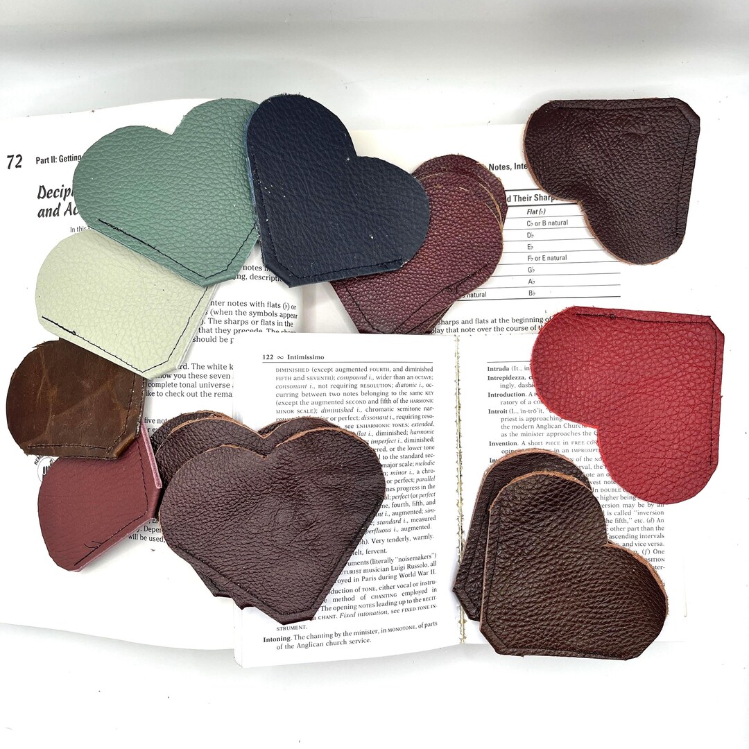 Heart Bookmark | Upcycled Italian Leather Page Marker - Etsy