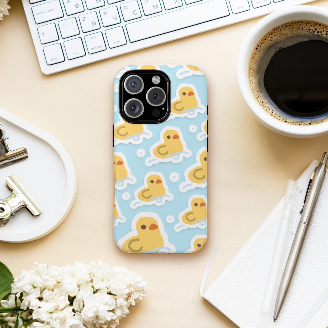Baby Blue Cute Duck Pattern Phone Case | iPhone Samsung Case | Glossy ...