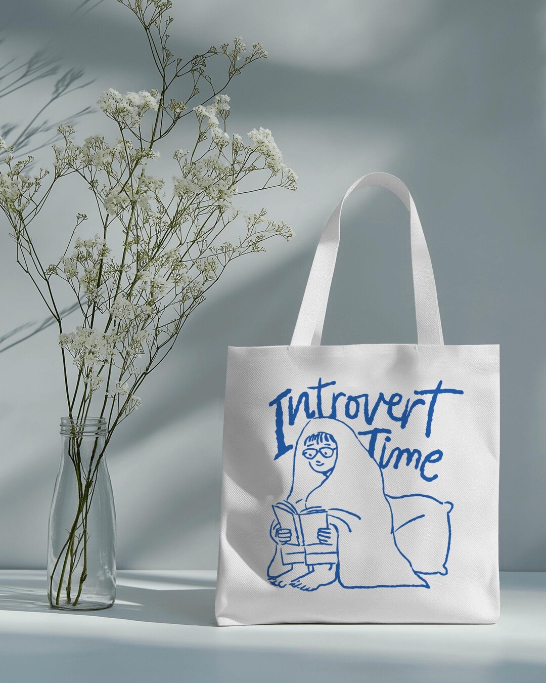 Double-sided Introvert & Extrovert White Tote Bag - Minimalist, Cute ...