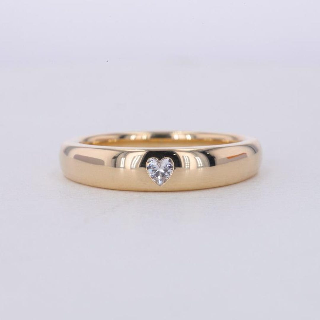 14K Gold Heart Diamond Promise Ring – Minimalist Anniversary Band - Etsy