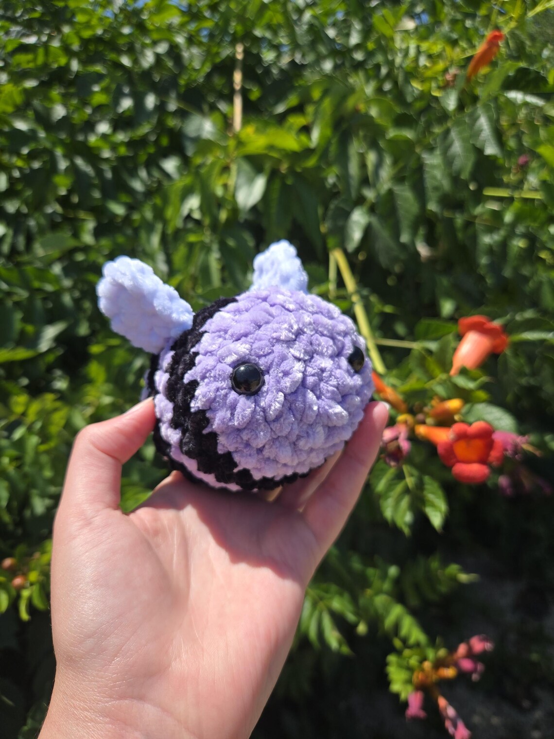Purple Crochet Bumblebee Amigurumi: Chunky Chenille Bee - Etsy