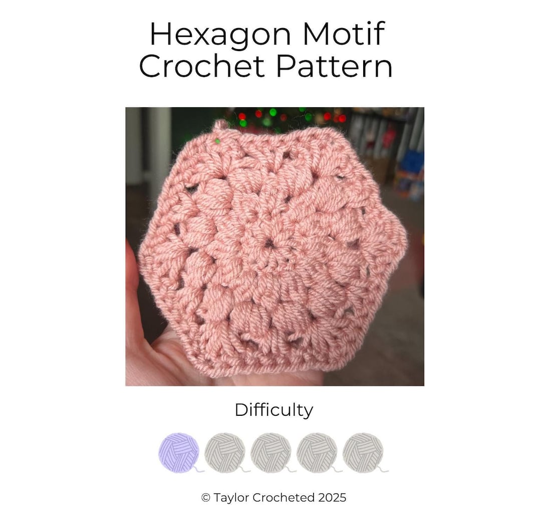Crochet Hexagon Motif Pattern Digital PDF Pattern | Beginner Crochet ...